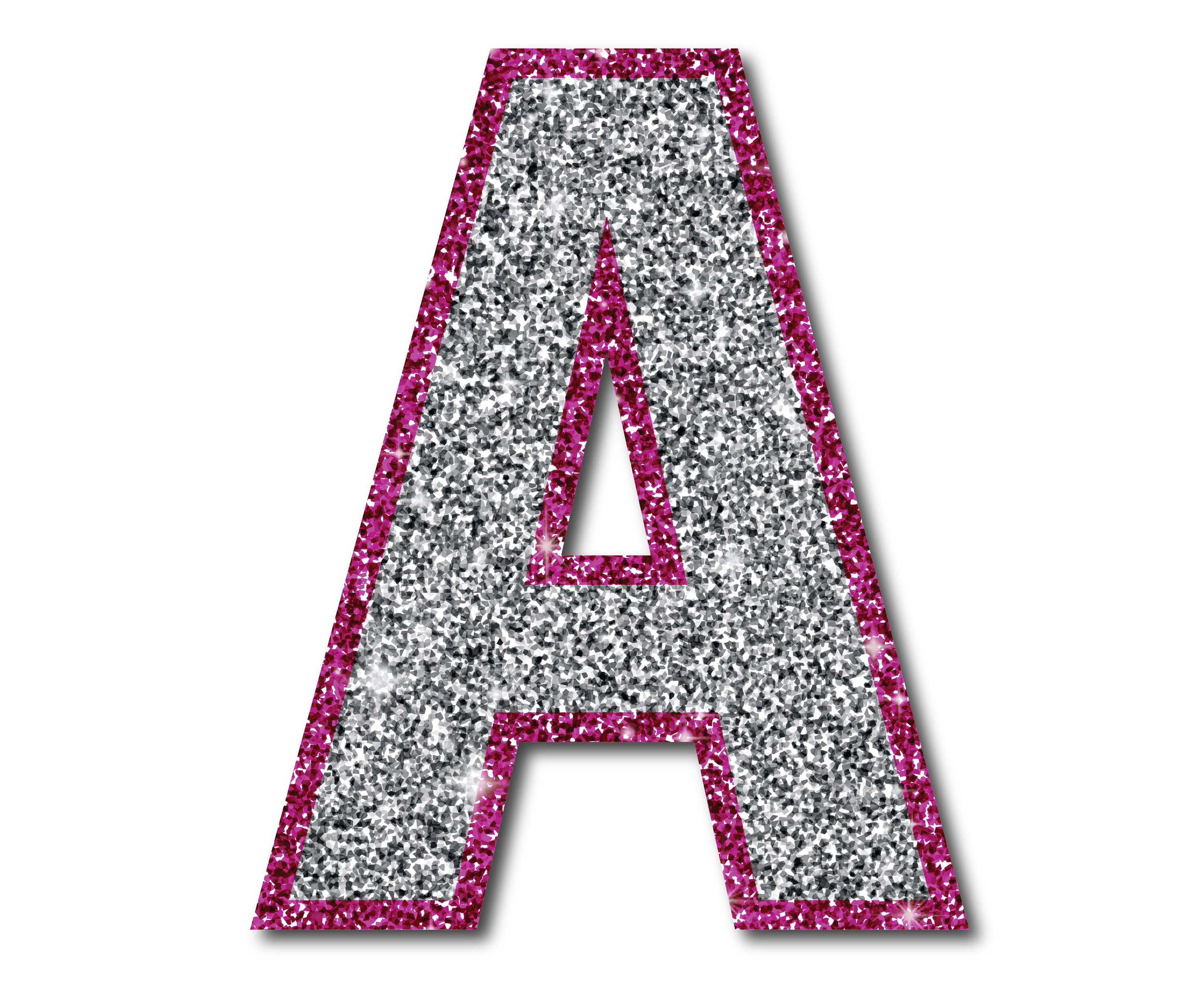 Silver and Pink Glitter Clipart Letters PNG Digital Download Complete ...