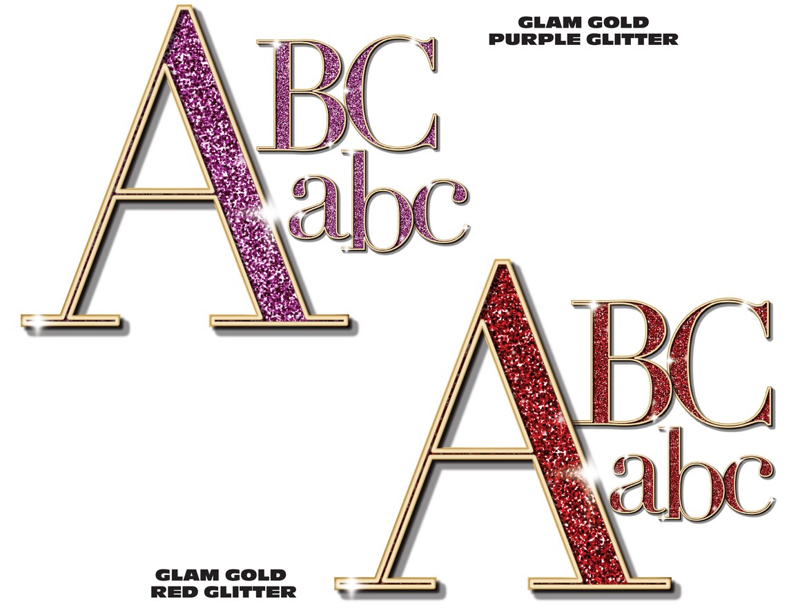 Glam Gold Glitter Clipart Letters PNG Digital Download Serif Font 10 ...