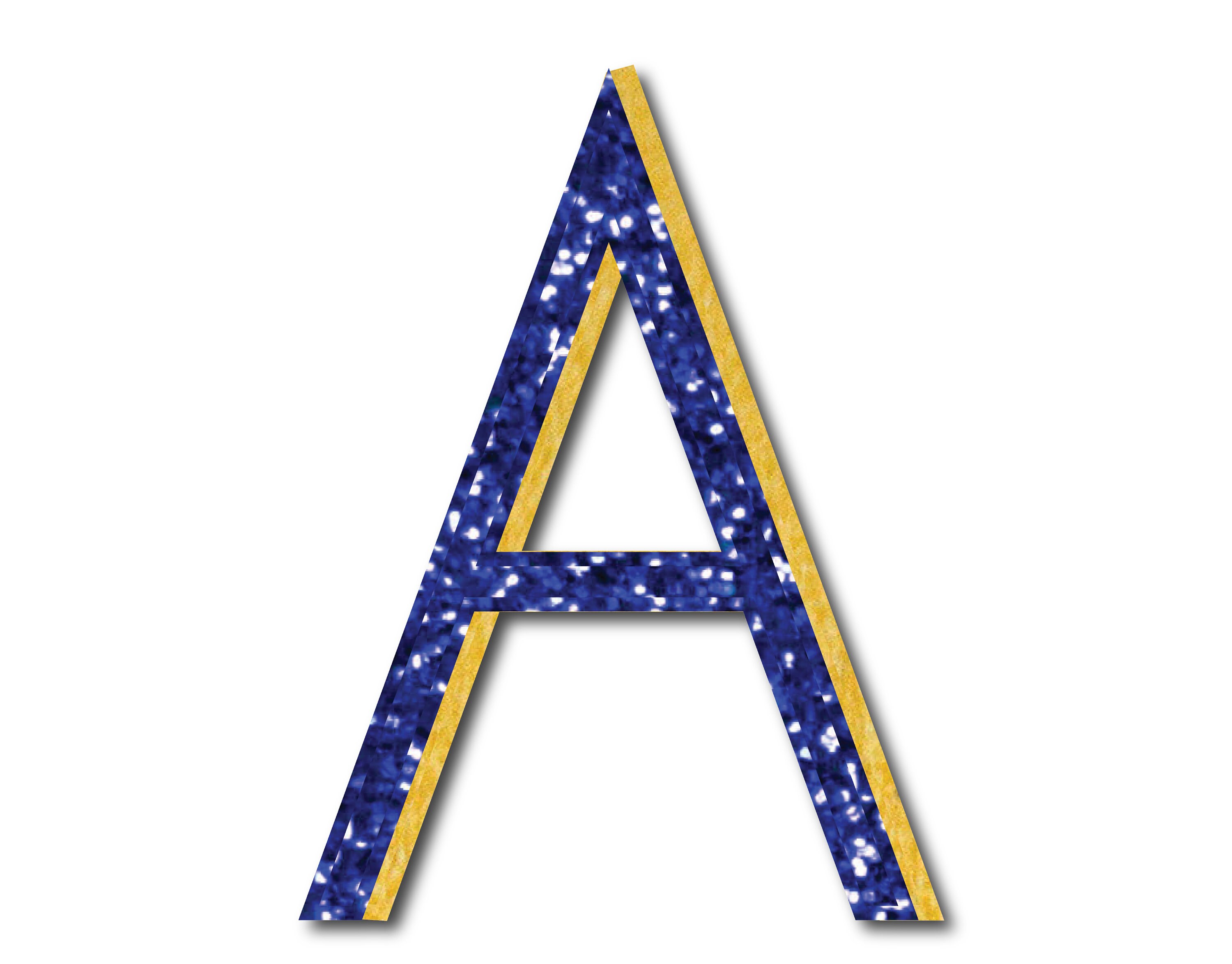 Blue Glitter Gold Trim Clipart Letters PNG Digital Download Complete ...