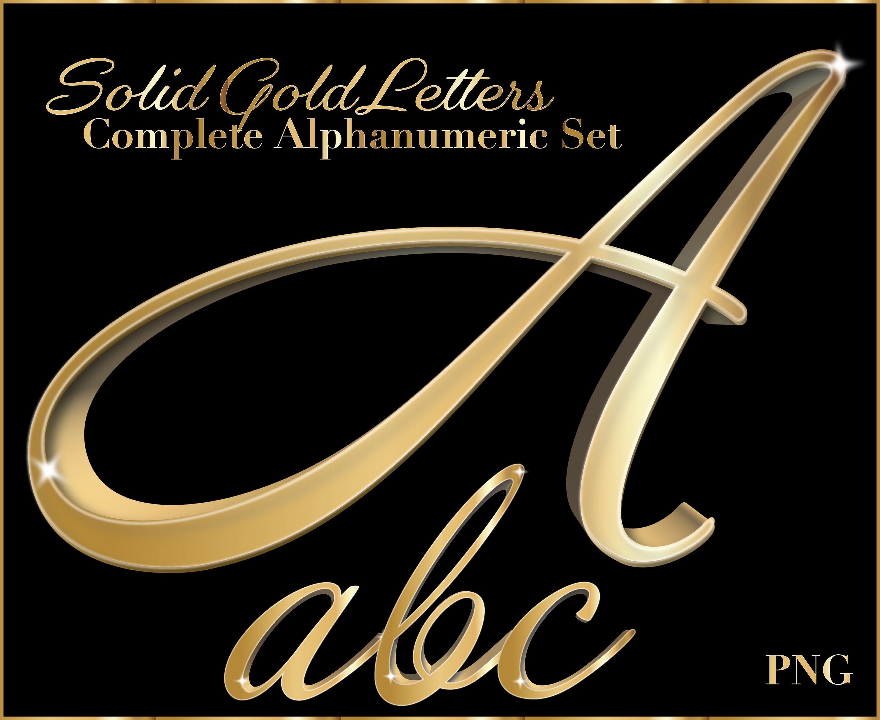 Solid Gold 3D Clipart Letters PNG Digital Download Complete ...