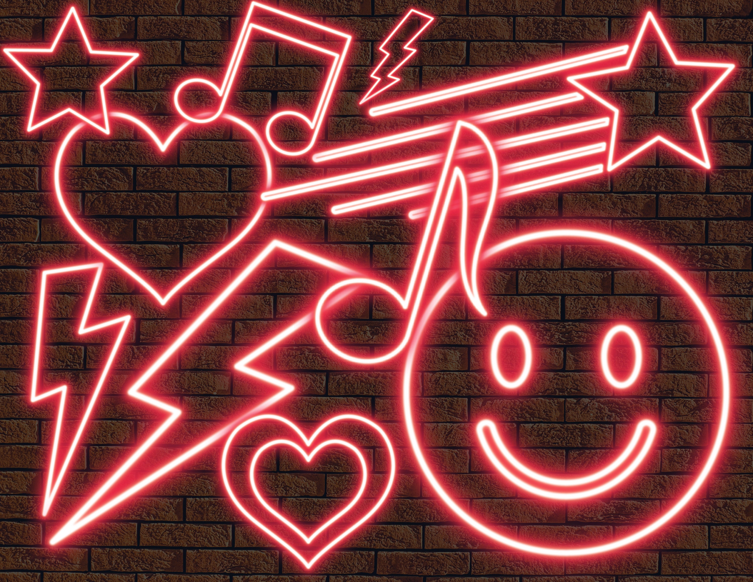 Neon Sign Clipart: Smiley Face, Hearts, Stars (PNG Digital Download) - Etsy