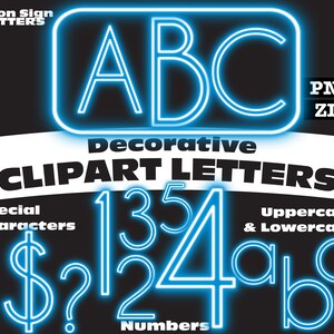 Glowing Posh Neon Sign Clipart Letters PNG Digital Download 8 Complete ...