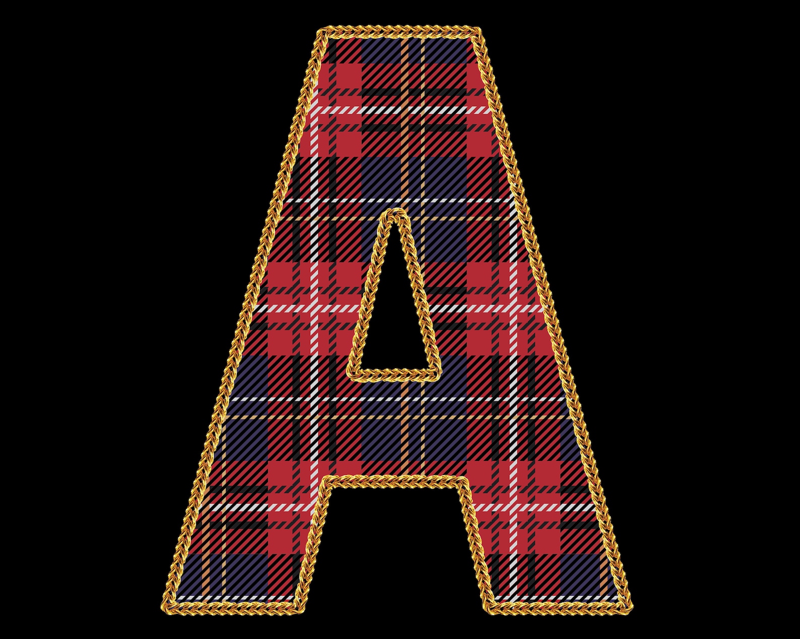Tartan Plaid Embroidered Clipart Letters PNG Font Digital Download ...