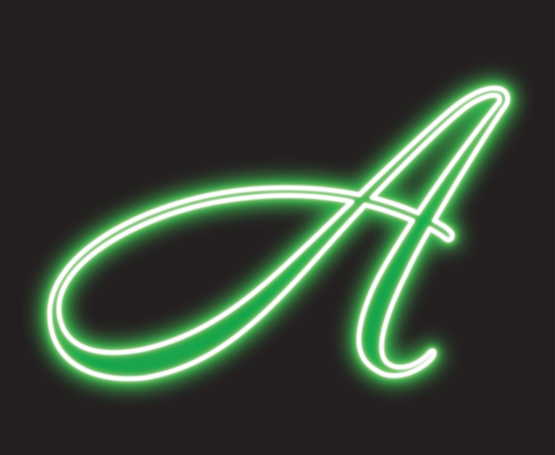 Green Glowing Neon Sign Clipart Letters PNG Digital Download Complete ...