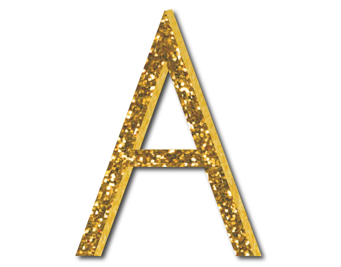Gold Glitter Gold Trim Clipart Letters PNG Digital Download Complete ...
