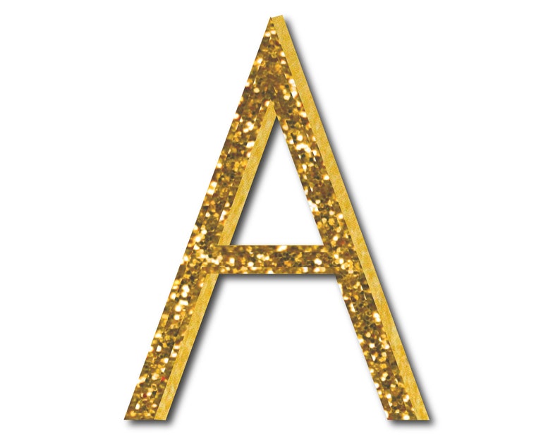 Gold Glitter Gold Trim Clipart Letters PNG Digital Download Complete ...
