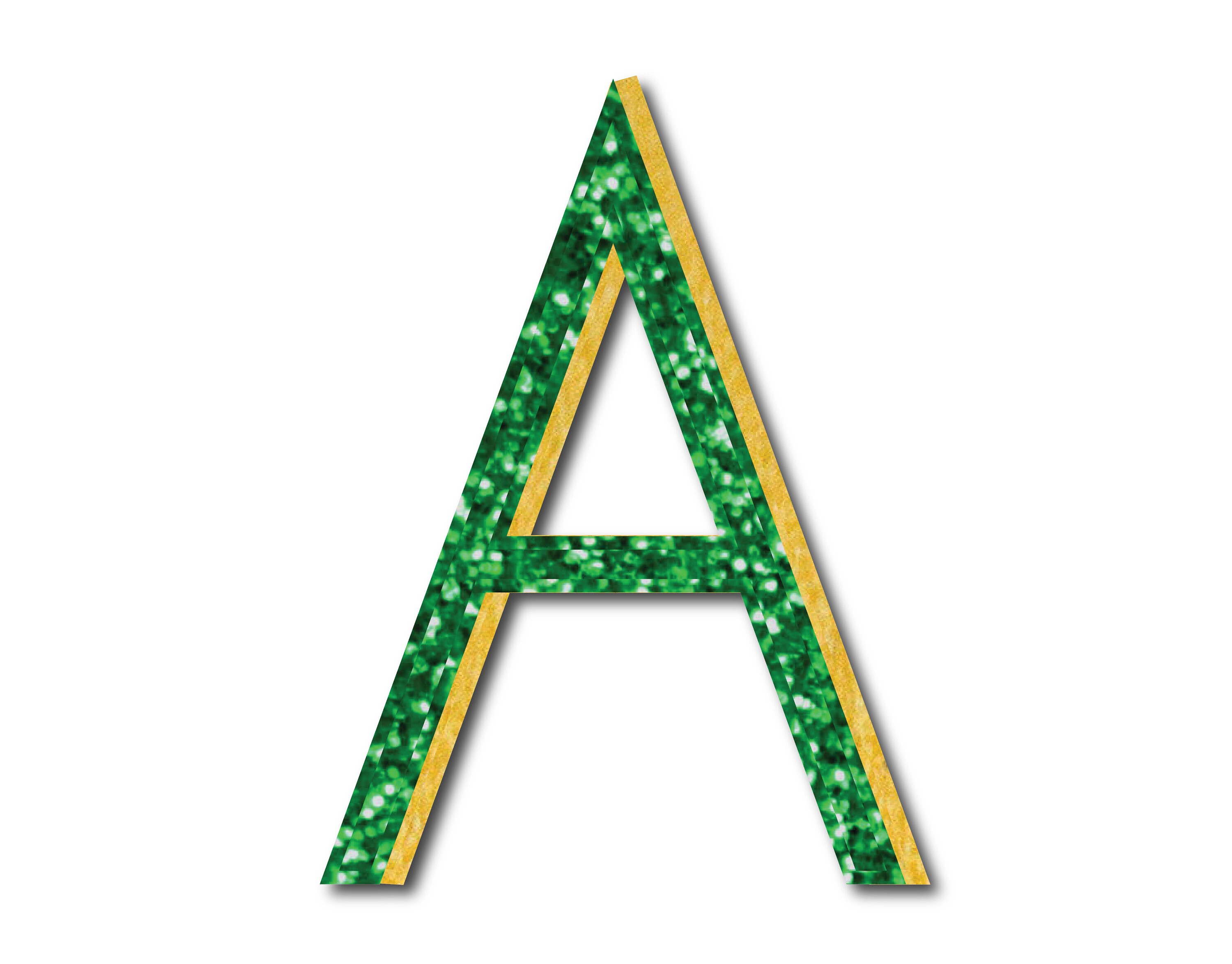 Green Glitter Gold Trim Clipart Letters PNG Digital Download Complete ...
