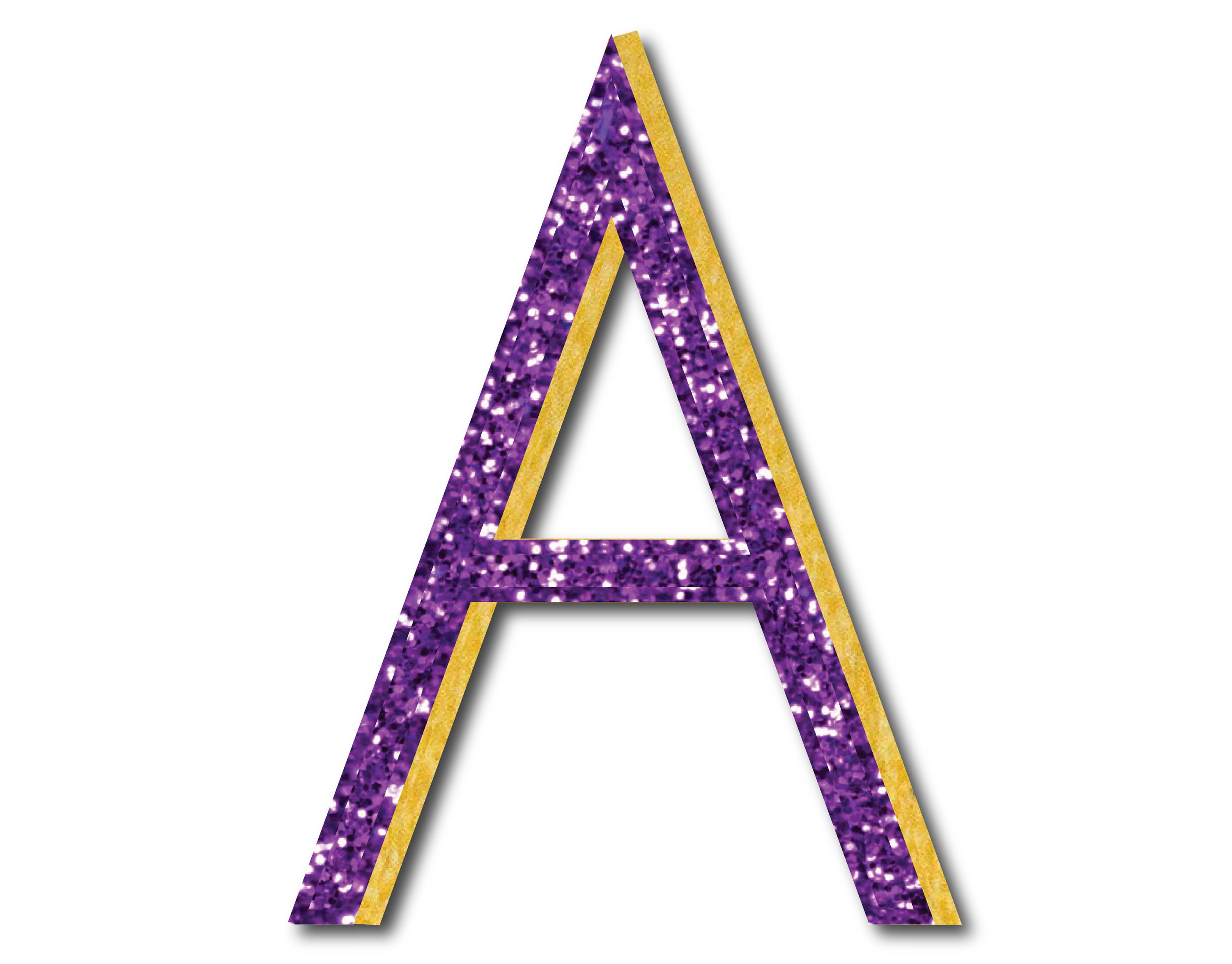 Purple Glitter Gold Trim Clipart Letters PNG Digital Download Complete ...