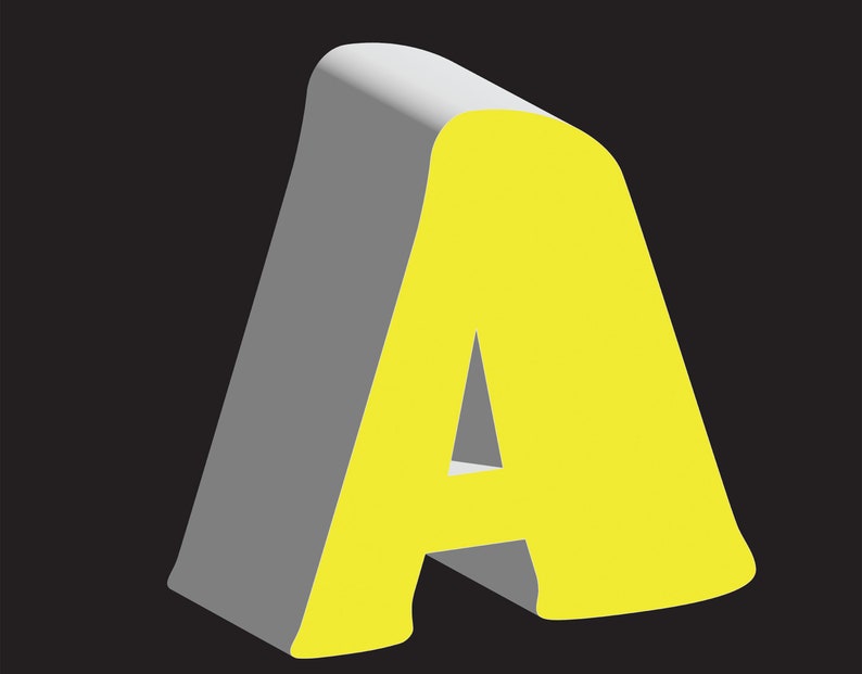 Yellow 3D Clipart Block Letters PNG Digital Download Complete ...