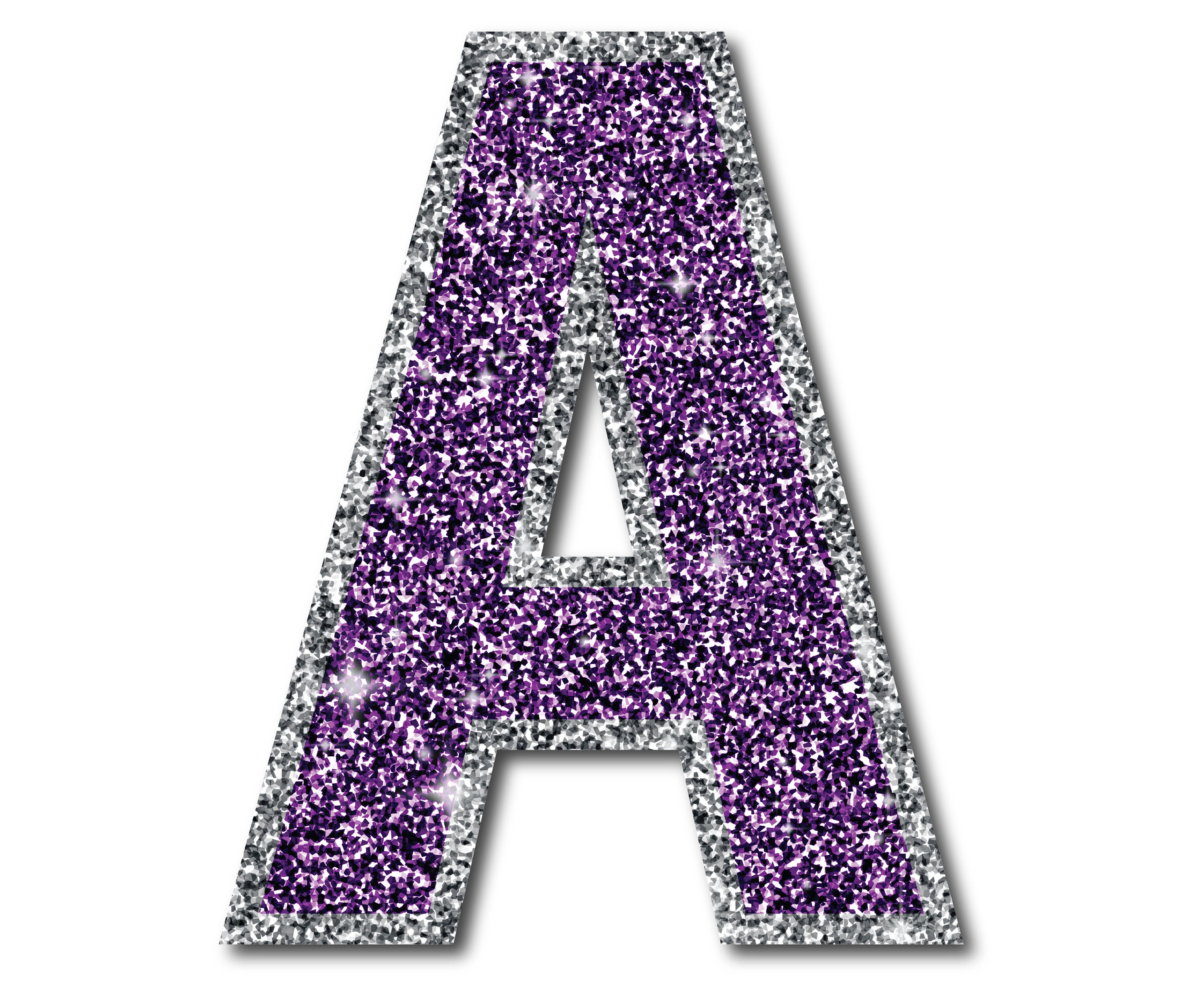Purple and Silver Glitter Clipart Letters PNG Digital Download Complete ...