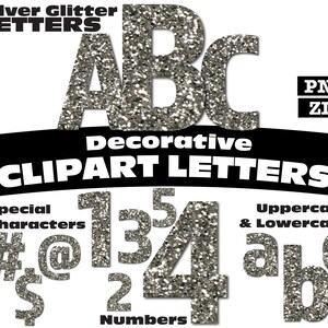 Silver Glitter Clipart Letters PNG Digital Download Complete ...