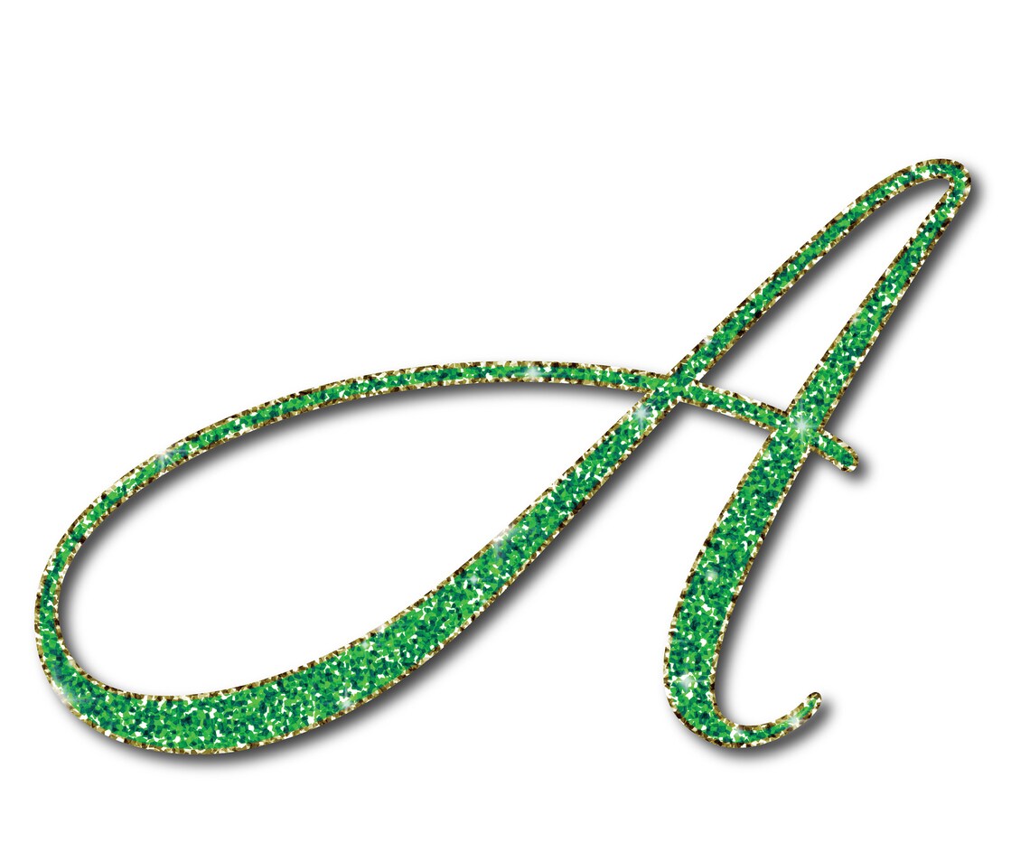 Green and Gold Glitter Clipart Letters PNG Digital Download Complete ...