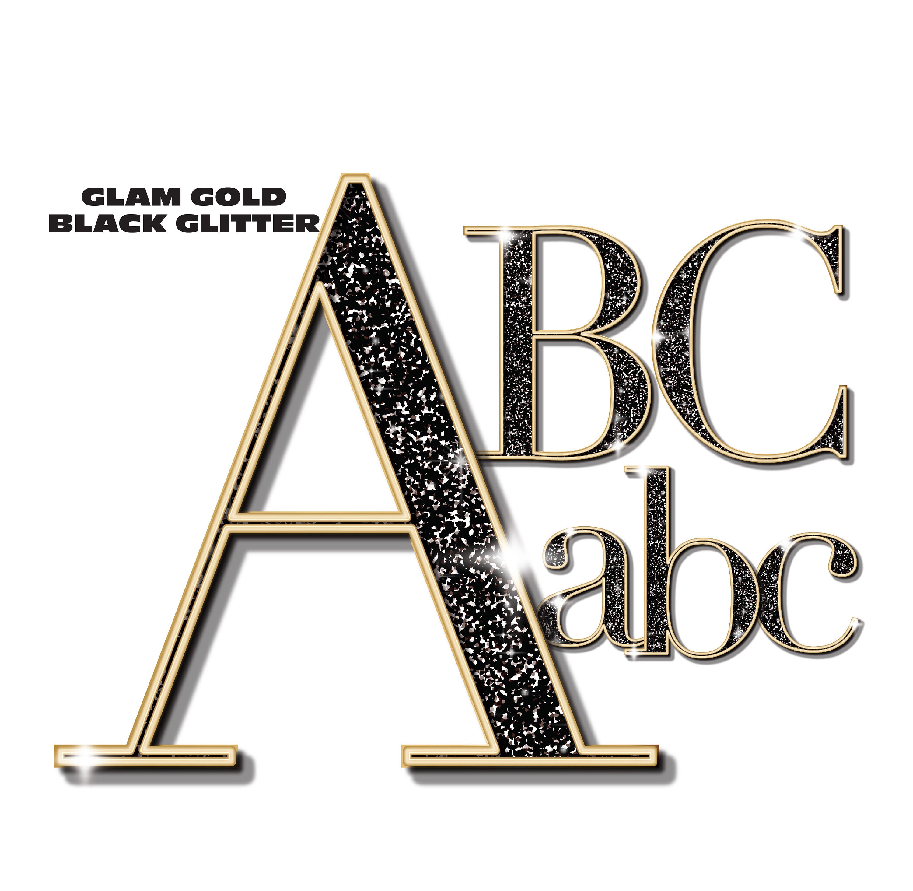 Glam Gold Glitter Clipart Letters PNG Digital Download Serif Font 10 ...