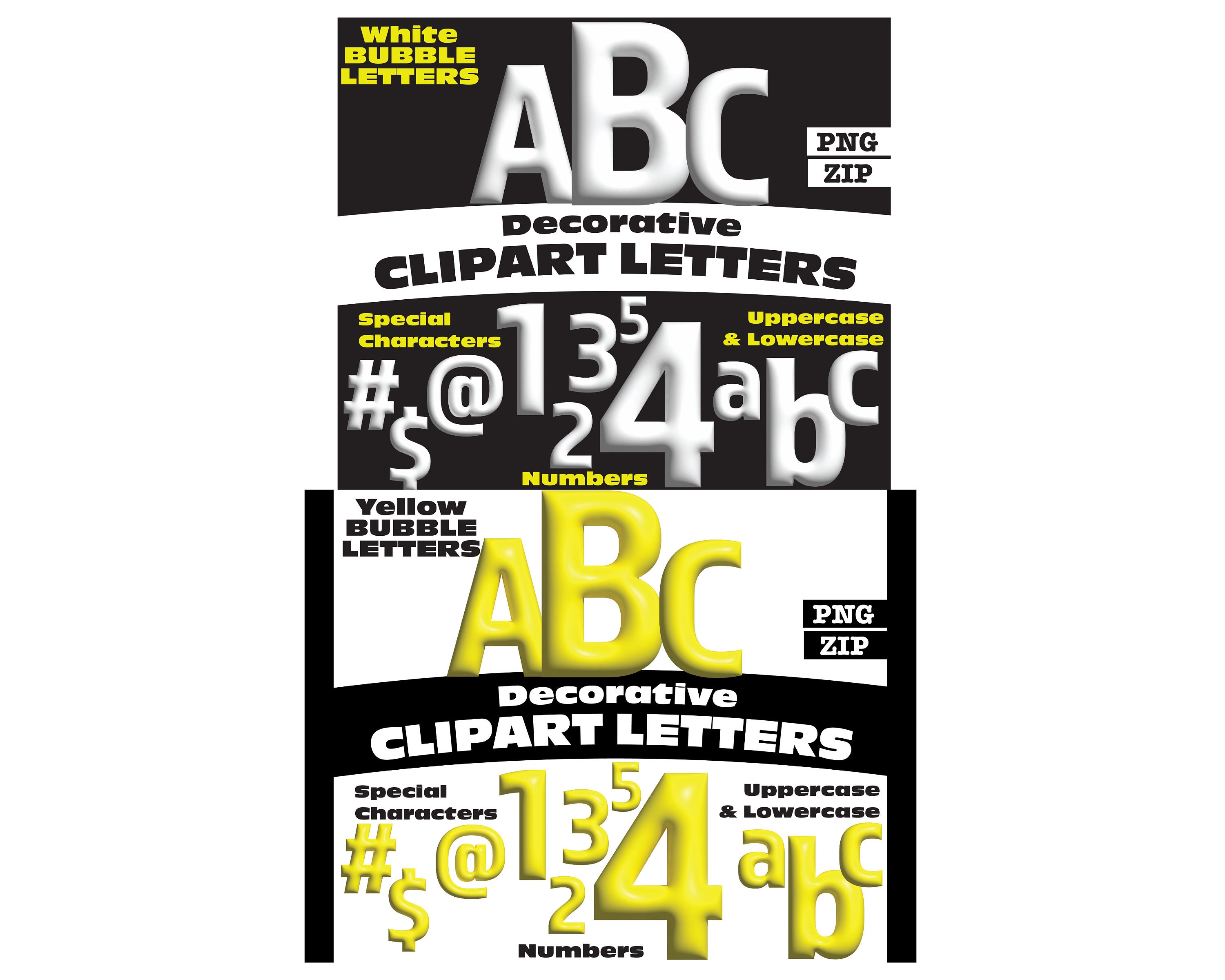Clipart Bubble Letters Bundle 10 Complete Alphanumeric Sets - Etsy