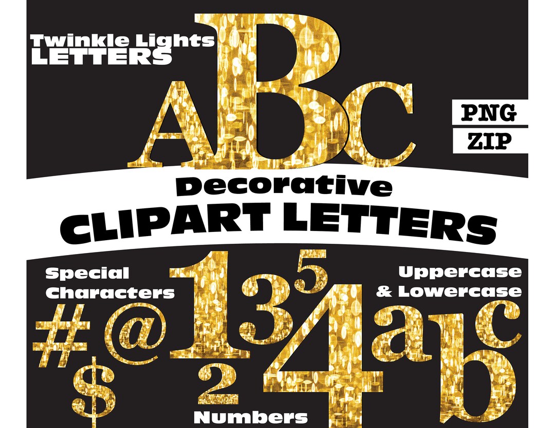 Twinkle Lights Clipart Letters PNG Digital Download Complete ...