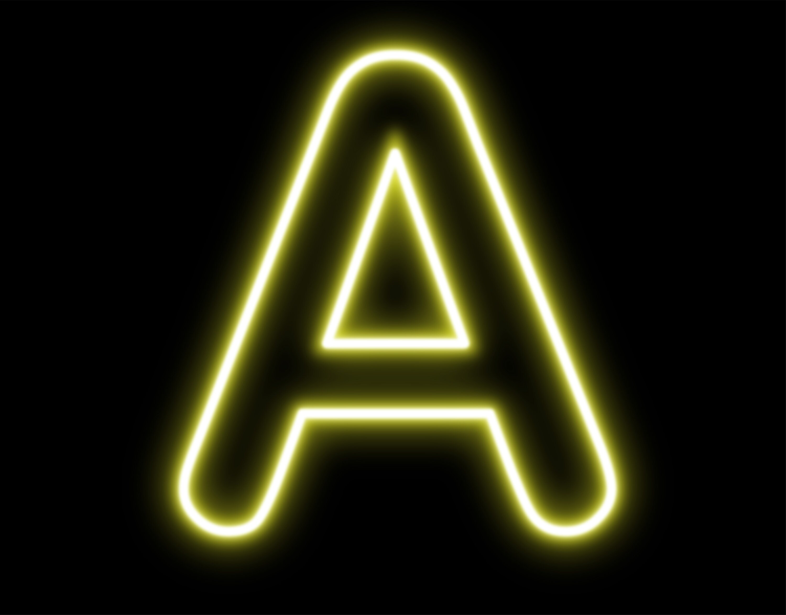 Glowing Yellow Neon Sign Clipart Letters PNG Digital Download Complete ...