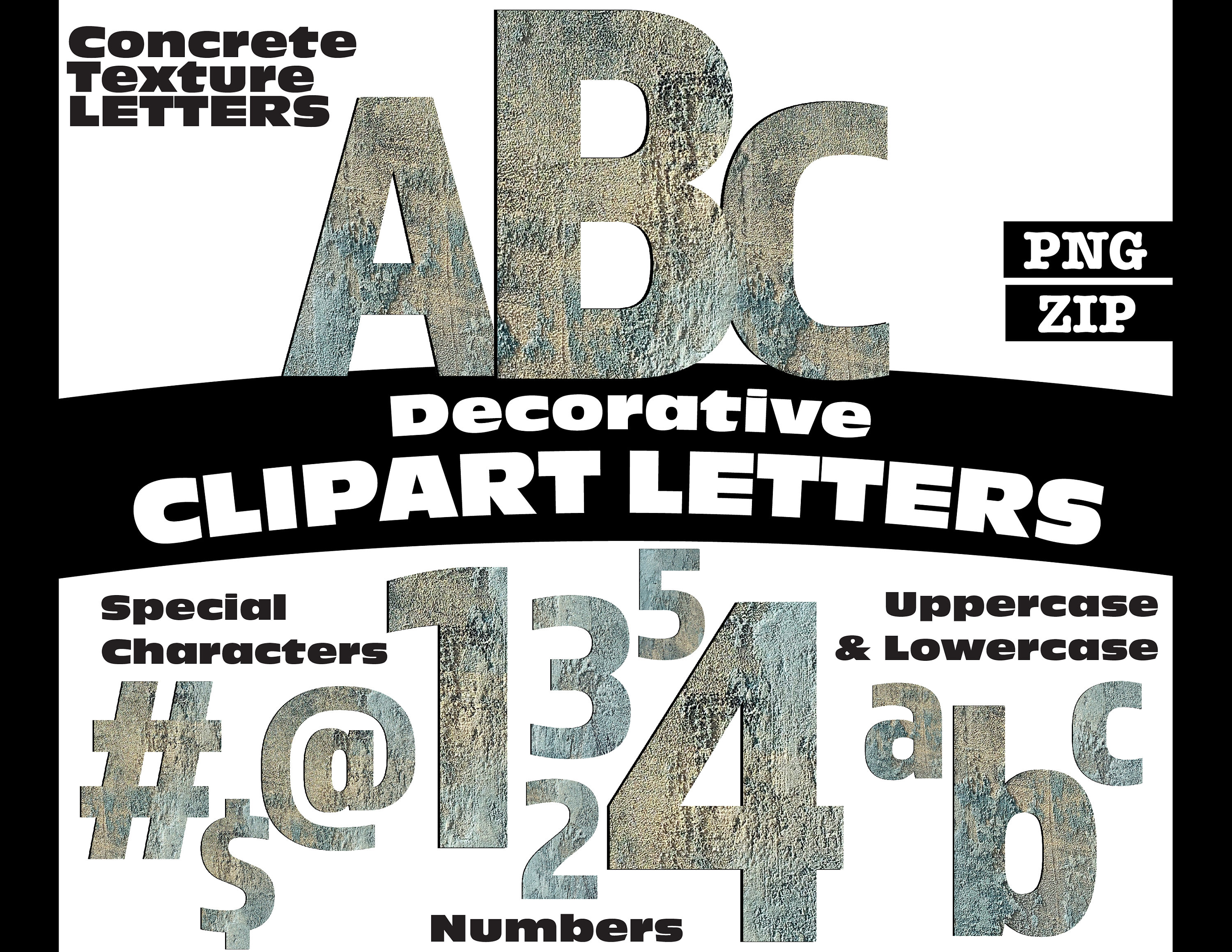 Concrete Texture Clipart Letters PNG Digital Download Complete ...