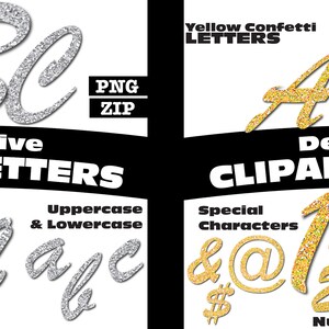 Glitter Clipart Letters Bundle PNG Digital Download 10 Complete ...