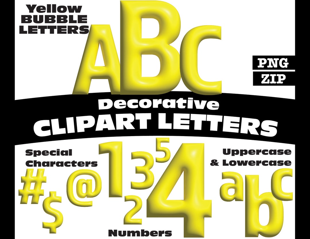 Yellow Bubble Clipart Letters PNG Digital Download Complete ...
