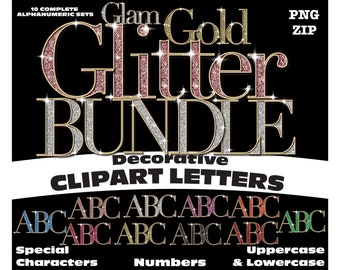 Glitter Clipart Letters Bundle PNG Digital Download 10 Complete ...