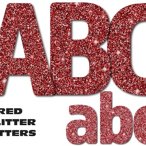 Red and Green Christmas Glitter Clipart Letters PNG Digital Download 4 ...
