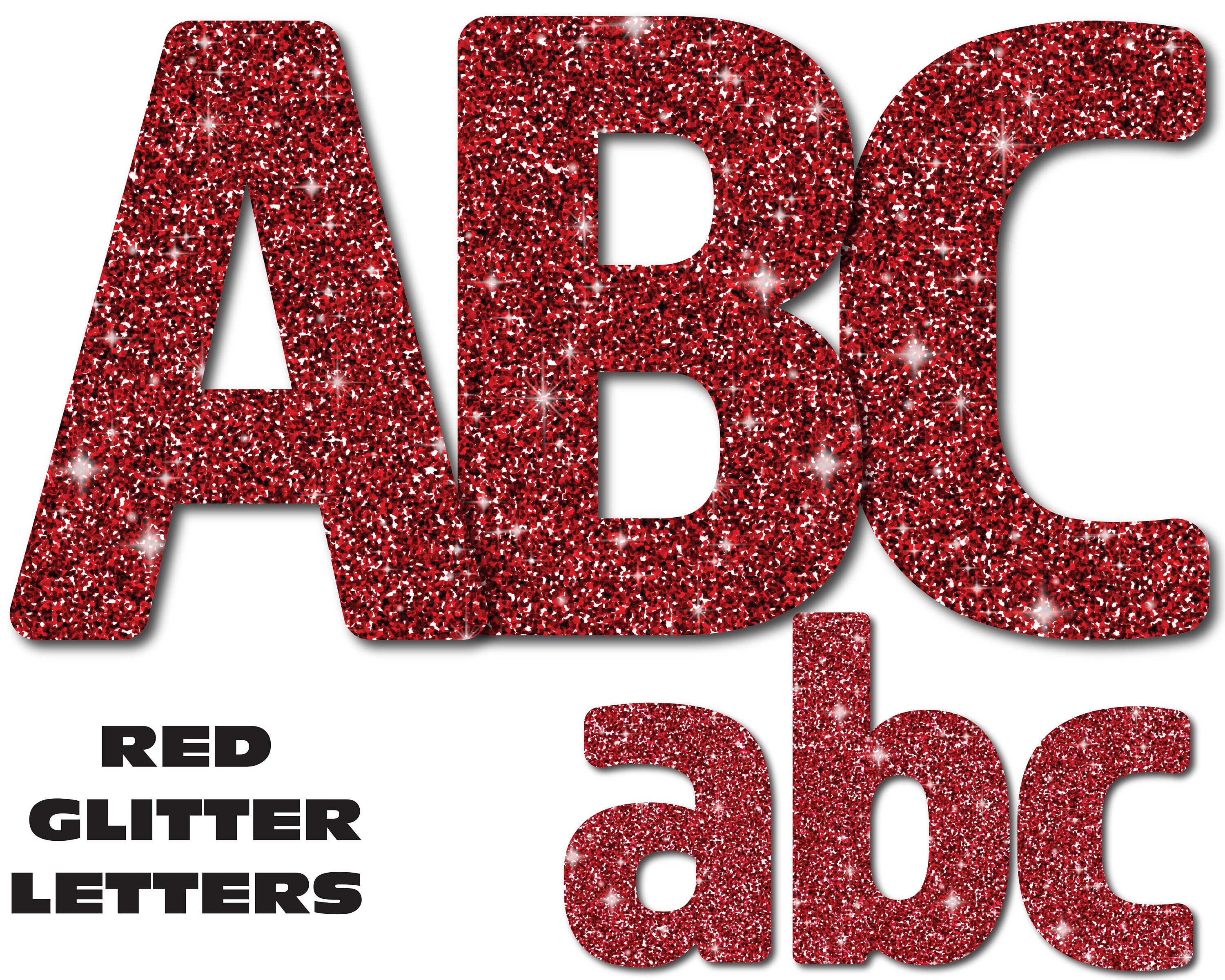 Red and Green Christmas Glitter Clipart Letters PNG Digital Download 4 ...