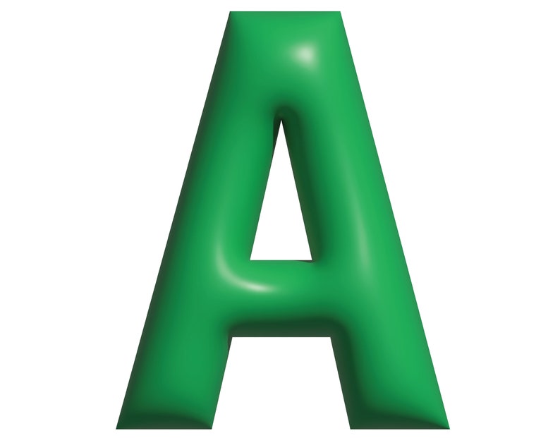 Green Bubble Clipart Letters PNG Digital Download Complete Alphanumeric ...