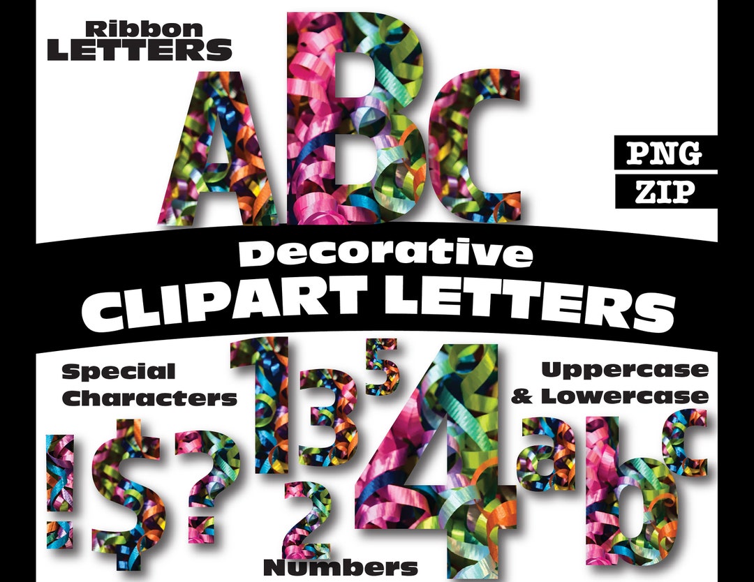 Colorful Ribbon Clipart Letters PNG Digital Download Complete ...