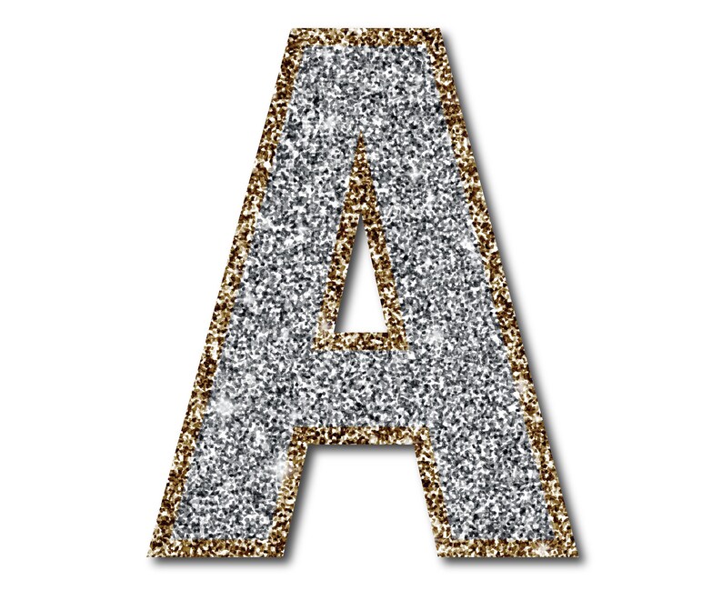 Silver and Gold Glitter Letters PNG Digital Download Complete ...
