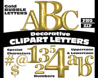 Gold Glitter Clipart Letters PNG Digital Download Complete - Etsy