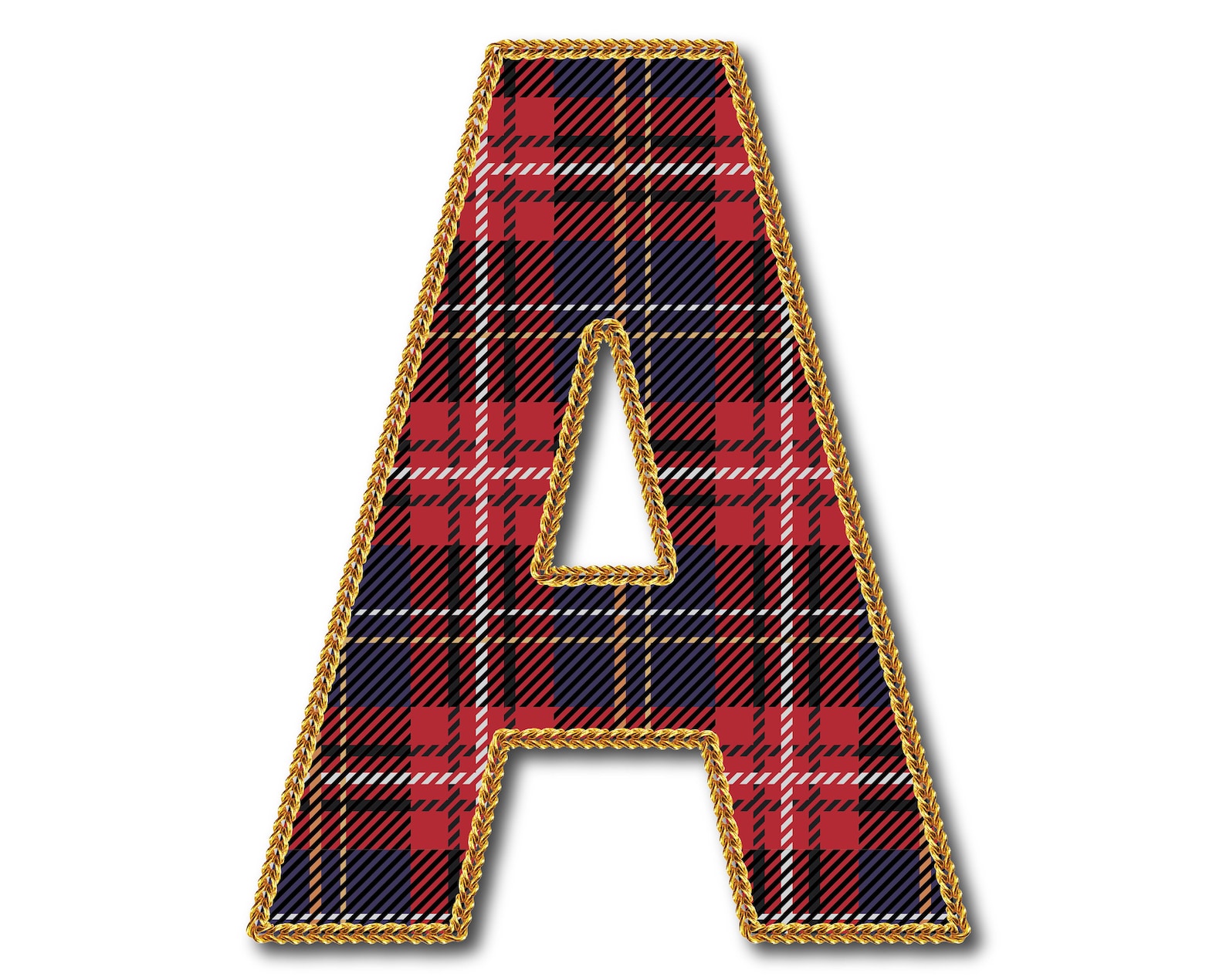 Tartan Plaid Embroidered Clipart Letters PNG Font Digital Download ...