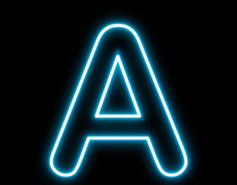 Glowing Blue Neon Sign Clipart Letters PNG Digital Download Complete ...