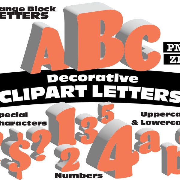 Orange Block Letters - Etsy