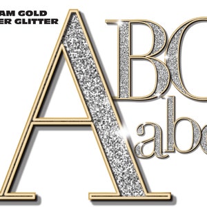 Glam Gold Glitter Clipart Letters PNG Digital Download Serif Font 10 ...