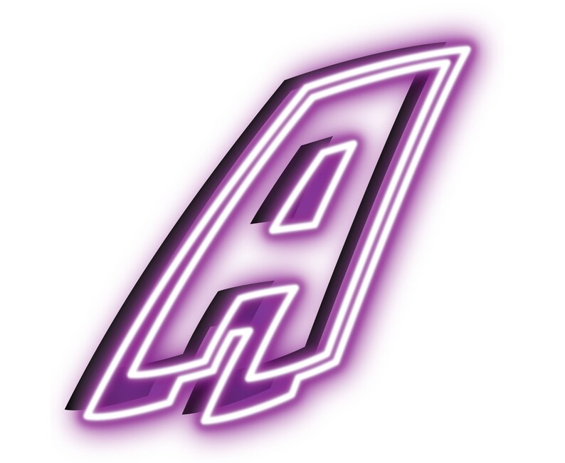 Purple Glowing Neon Sign Clipart Letters PNG Digital Download Complete ...