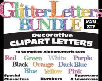 Glitter Clipart Letters Bundle PNG Digital Download 10 Complete ...