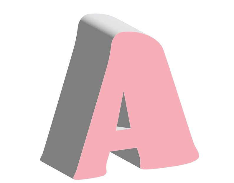 Pale Pink 3D Block Clipart Block Letters PNG Digital Download Complete ...