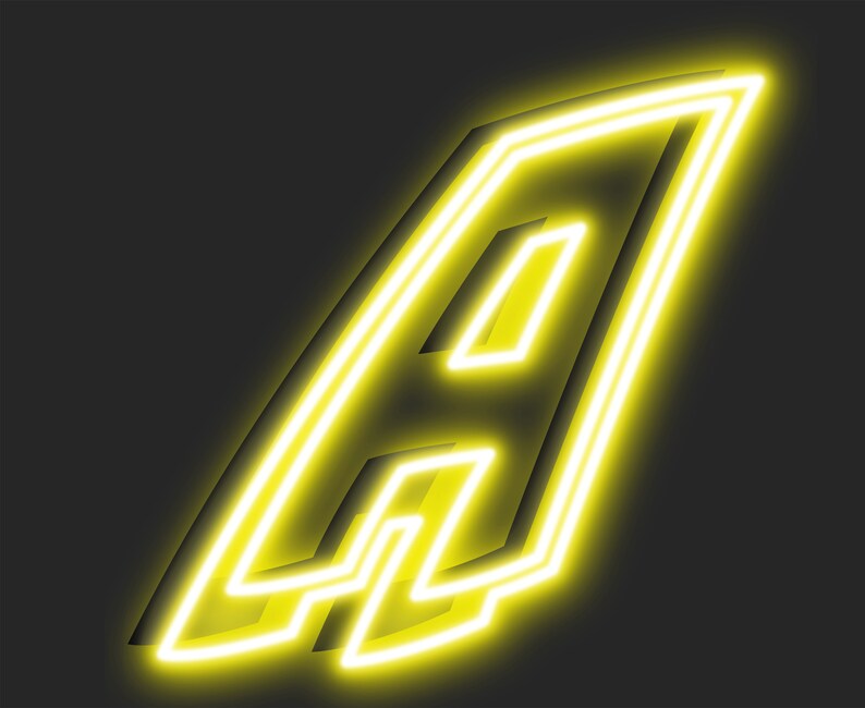 Glowing Yellow Neon Sign Clipart Letters PNG Digital Download Complete ...