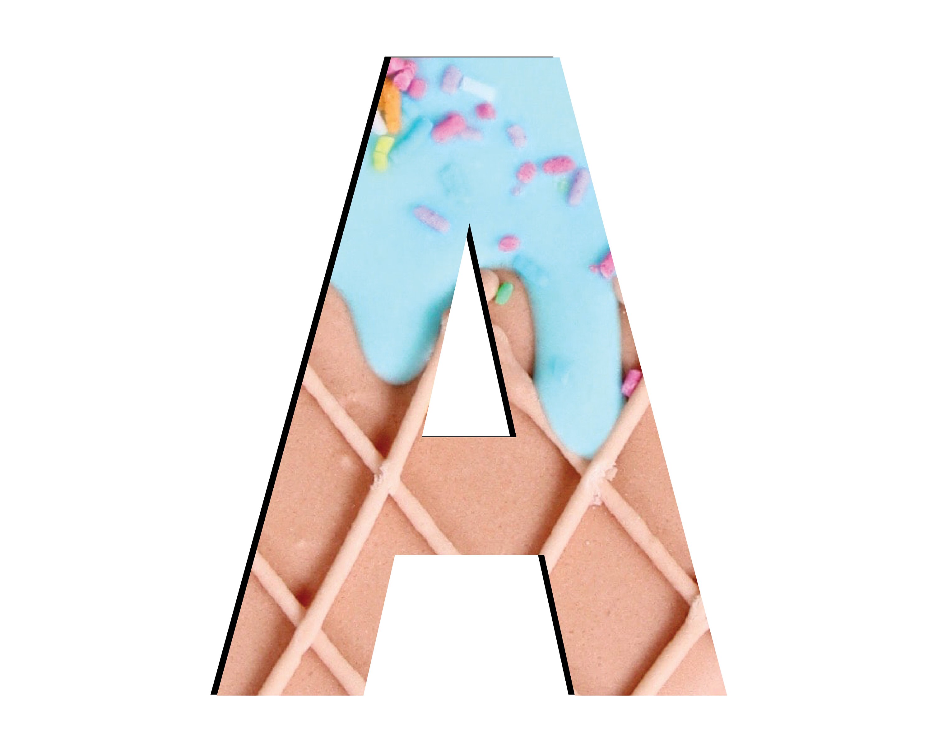 Ice Cream Clipart Letters PNG Digital Download Complete Alphanumeric ...