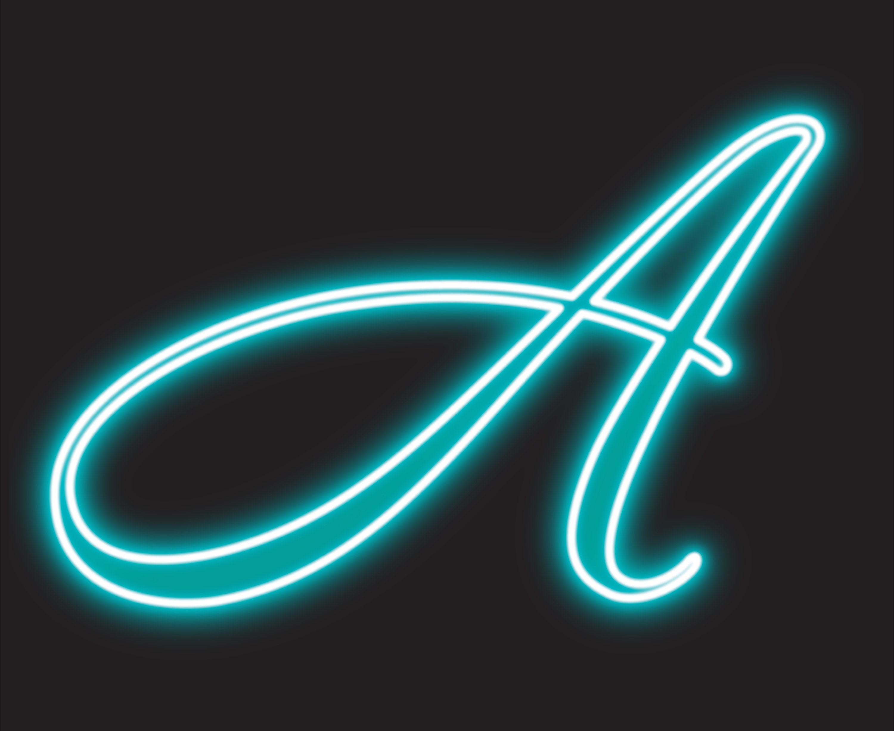 Glowing Teal Neon Sign Clipart Letters PNG Digital Download Complete ...