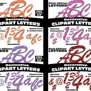 Glitter Clipart Letters Bundle PNG Digital Download 10 Complete ...