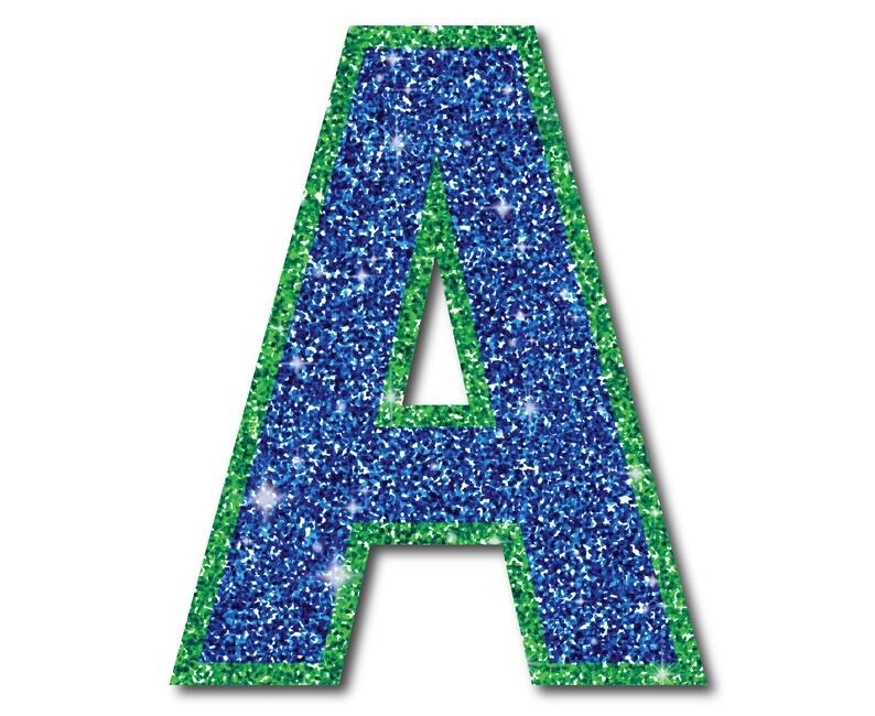 Blue and Green Glitter Clipart Letters PNG Digital Download Complete ...
