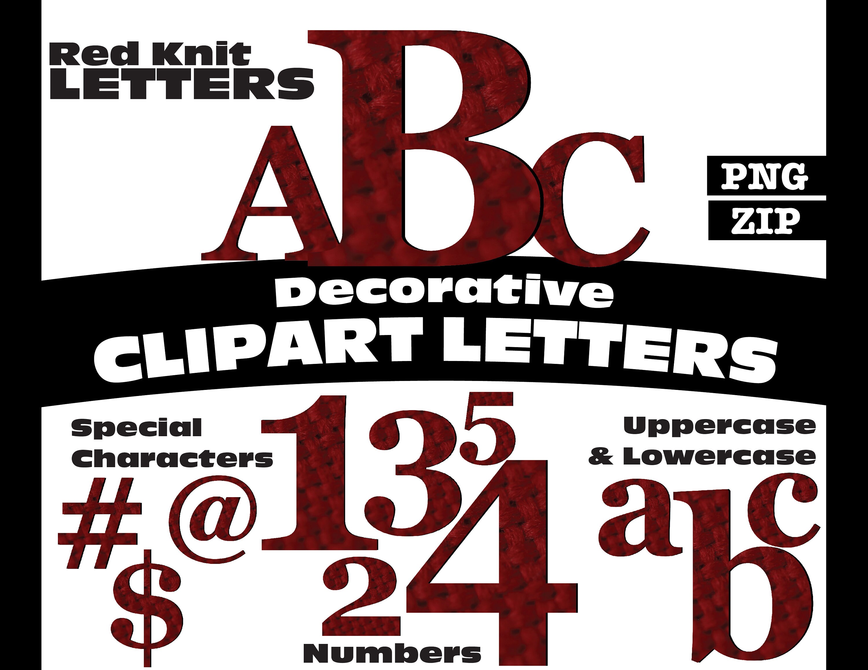 Red Knit Letters PNG Digital Download Complete Alphanumeric Set - Etsy