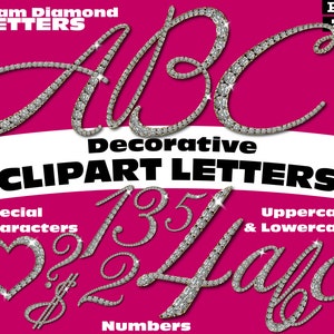 Glam Diamond Clipart Letters PNG Complete Alphanumeric Set Elegant ...