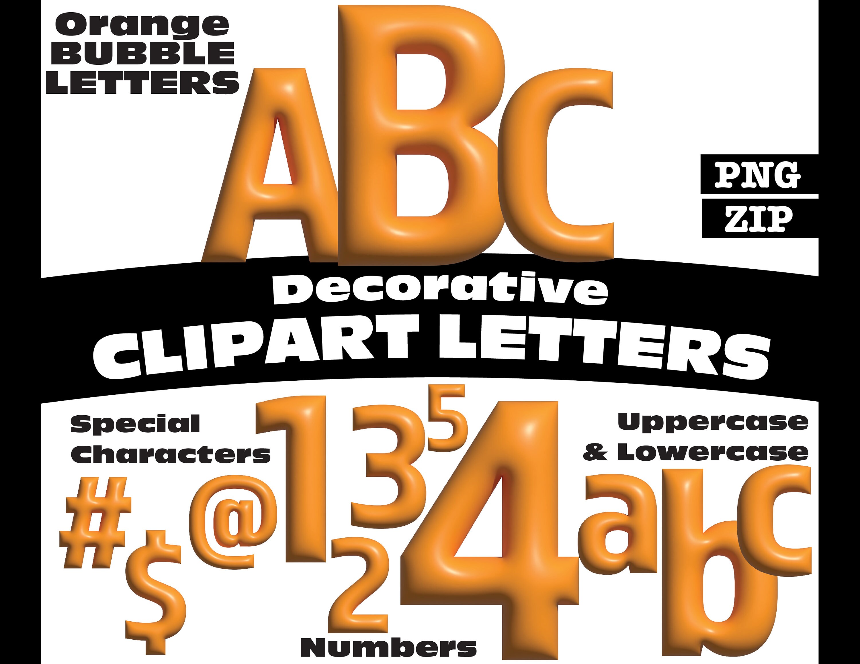 Orange Bubble Clipart Letters PNG Digital Download Complete ...