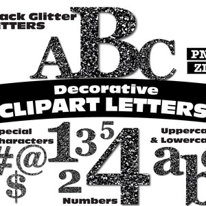 Black Glitter Clipart Letters PNG Digital Download Complete ...