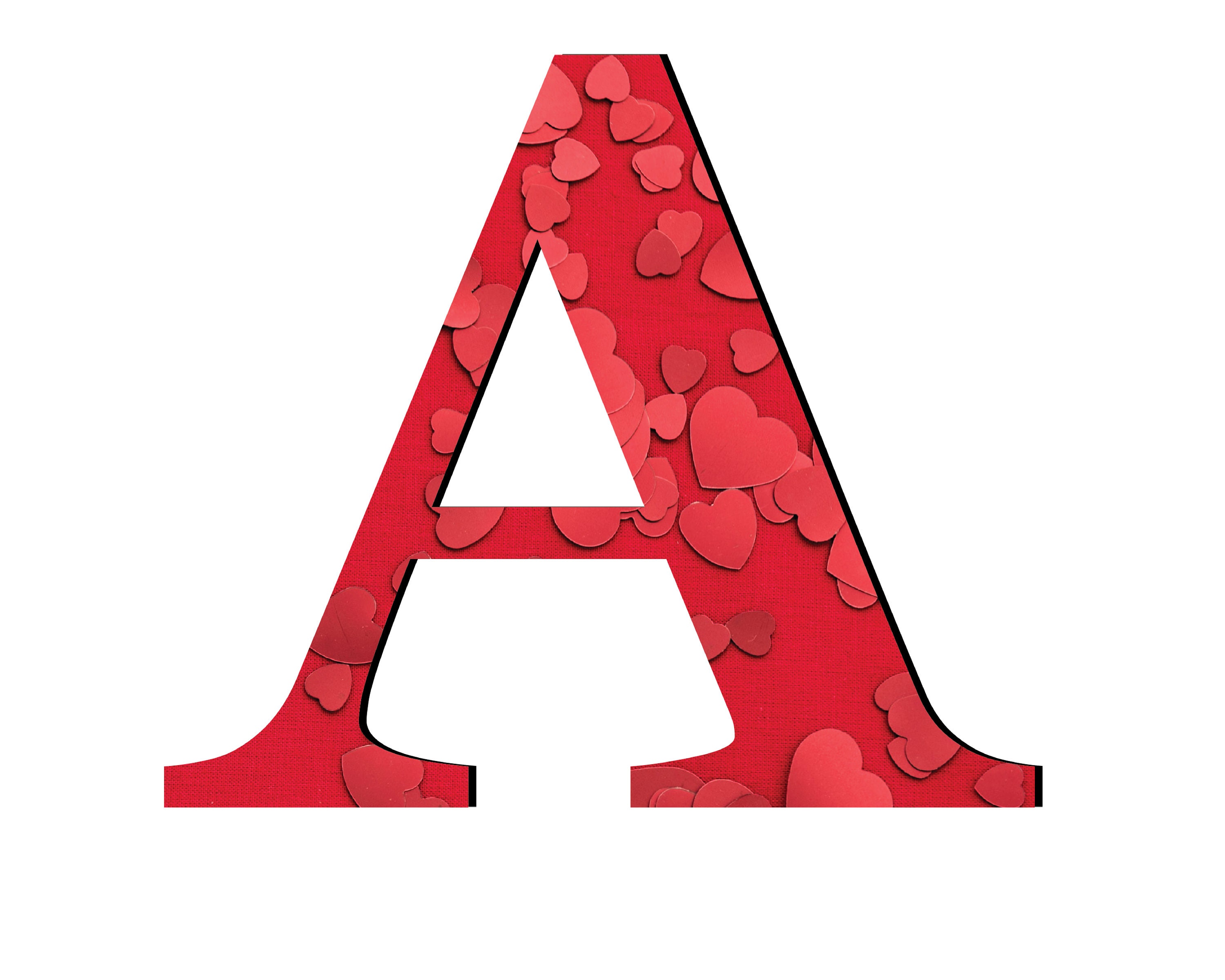 Red Heart Clipart Letters PNG Digital Download Complete Alphanumeric ...