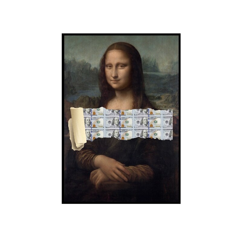 Mona Lisa Money Peel Wall Art Bundle of Three, Office and Bedroom Wall ...