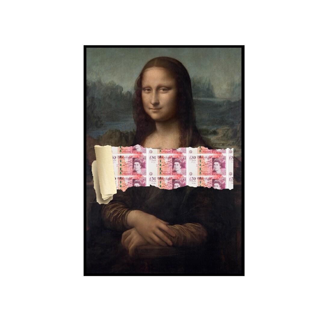 Mona Lisa Money Peel Wall Art Bundle of Three, Office and Bedroom Wall ...