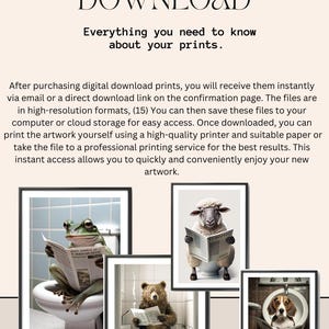 15 Funny Bathroom Animal Prints | Toilet Humor Wall Art Bundle ...